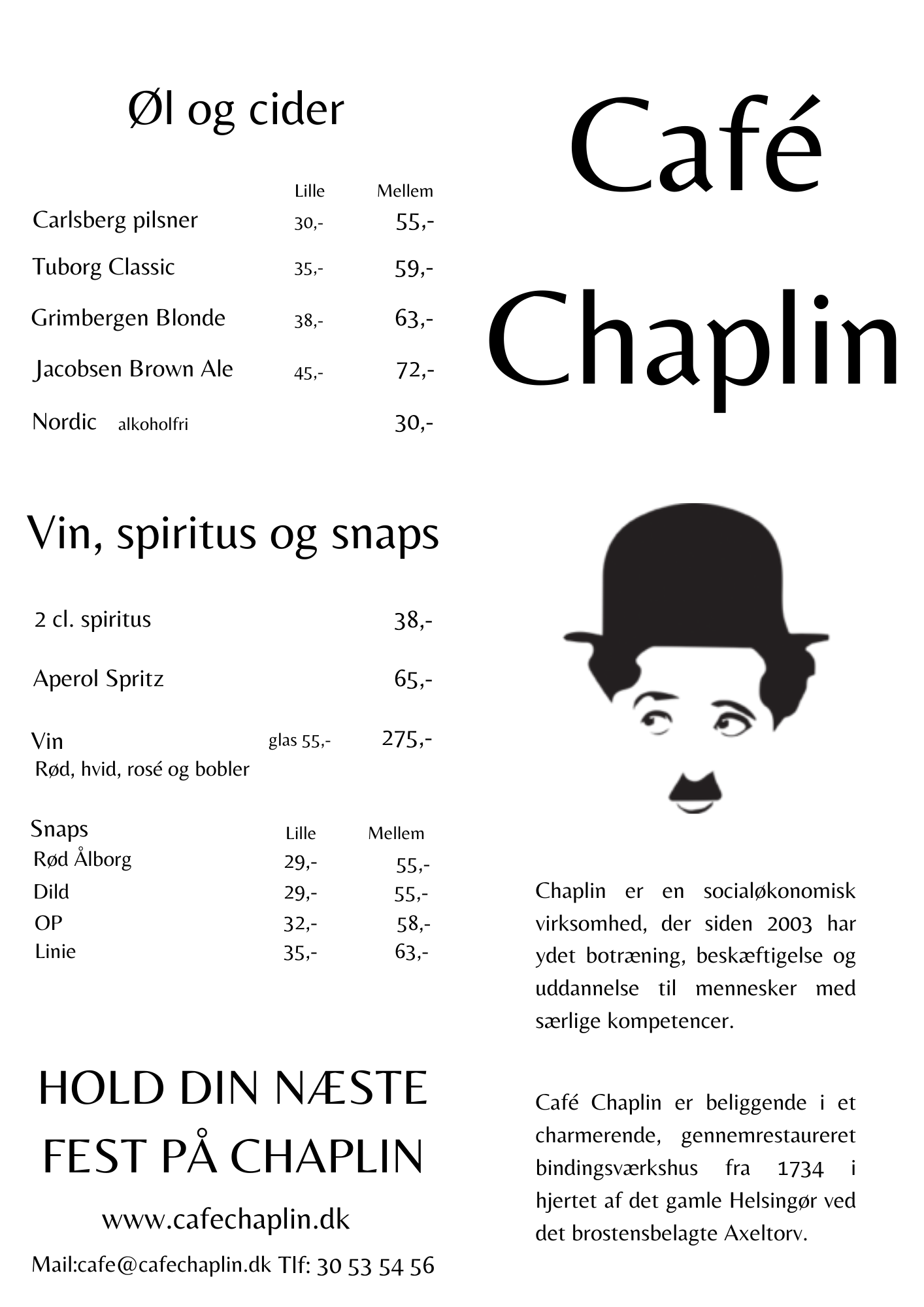 Menu – Cafe Chaplin